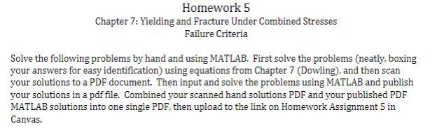 Solved Homework 5 Chapter 7 Yielding And Fracture Under