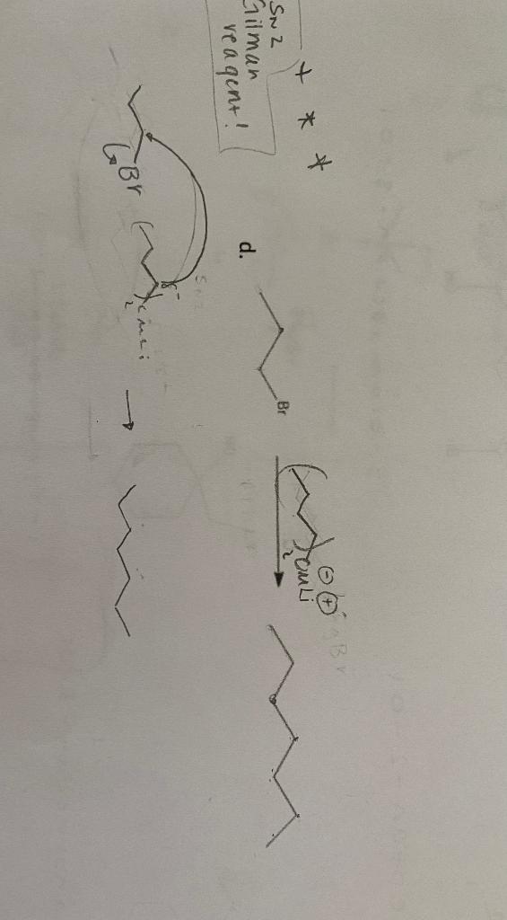 Solved B + * * CMLI Estado Br SN2 Gilman d. reagent ! ren | Chegg.com
