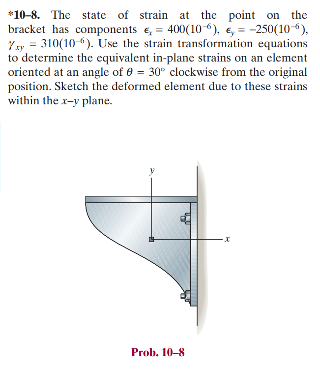 Solved *10-8. The state of strain at the point on the | Chegg.com