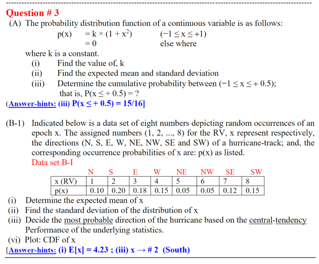 Solved Question # 3 (A) The probability distribution | Chegg.com