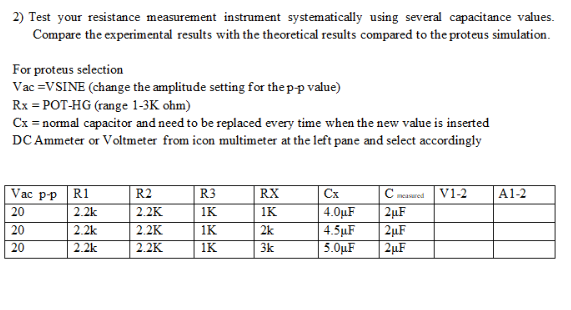 Solved 2) Test your resistance measurement instrument | Chegg.com