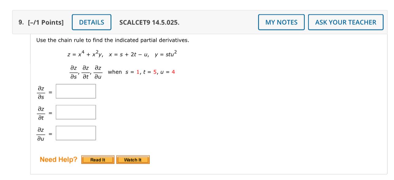 Solved Use the chain rule to find the indicated partial | Chegg.com