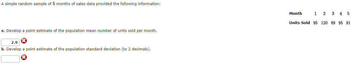 Solved A simple random sample of months of sales | Chegg.com