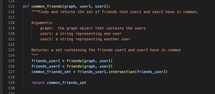 Solved ef rec_number_common_friends(graph, user): iniin | Chegg.com