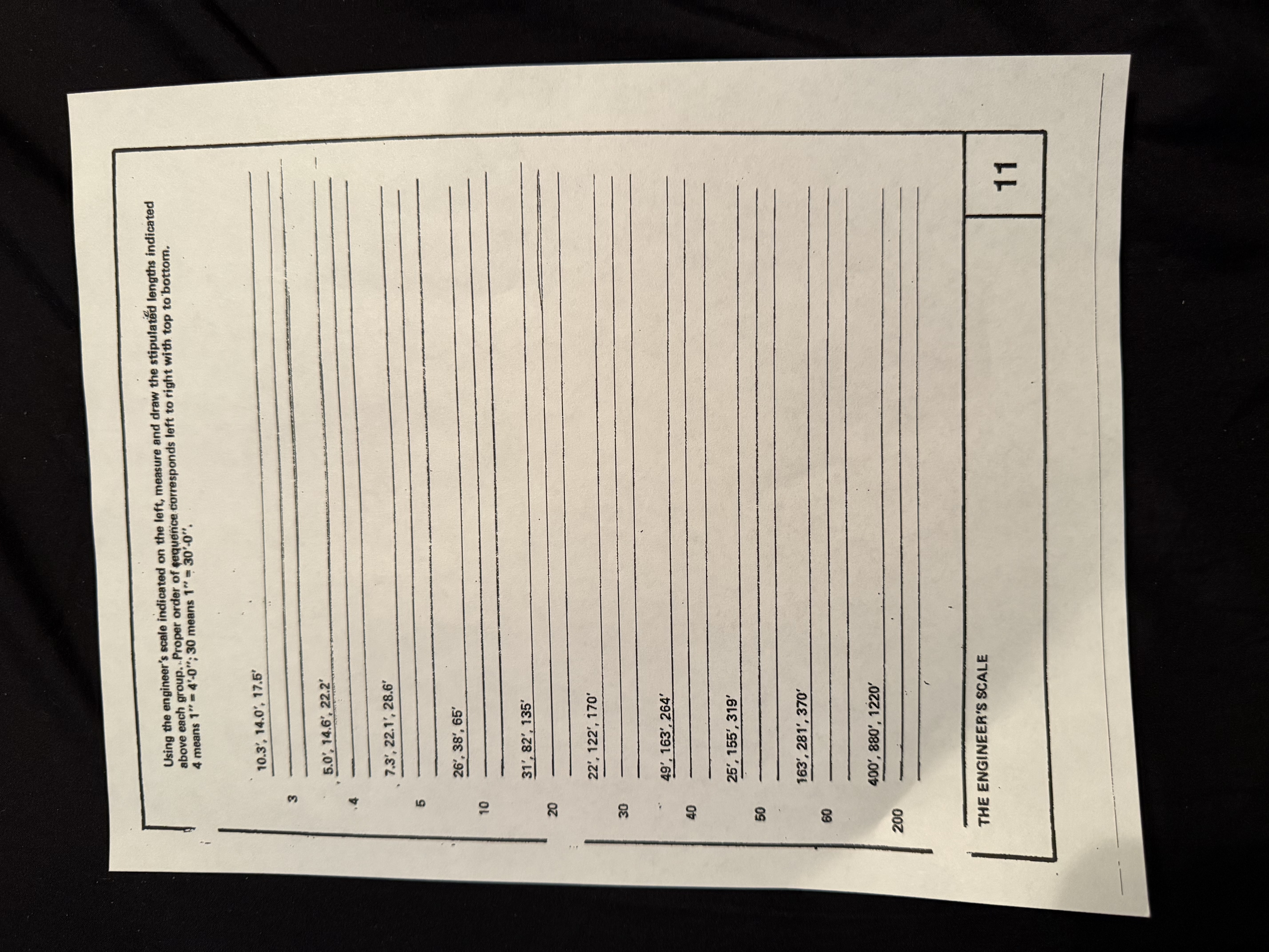 using the engineer scale indicated on the left, | Chegg.com