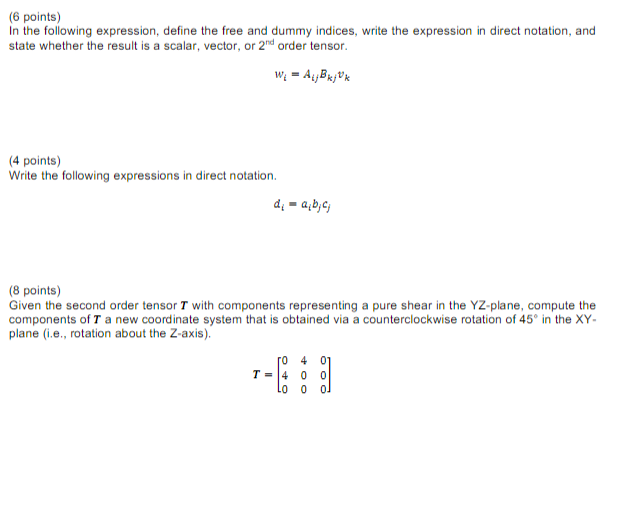 Solved (6 points) In the following expression, define the | Chegg.com