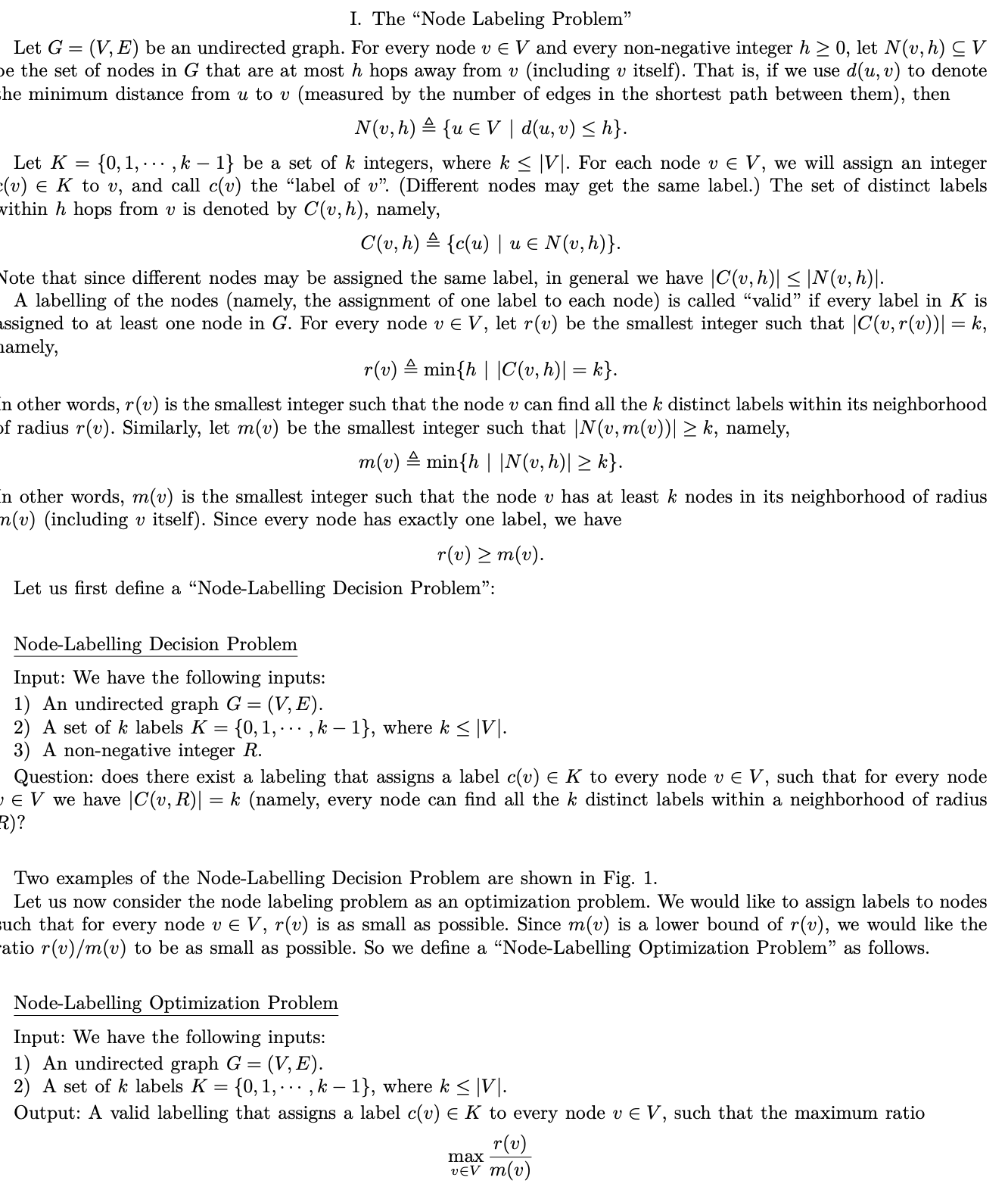Solved I The Node Labeling Problem Let G V E be An