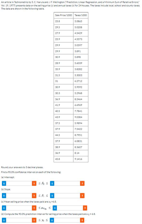 Solved An article in Technometrics by 5. C. Narula and J. F. | Chegg.com