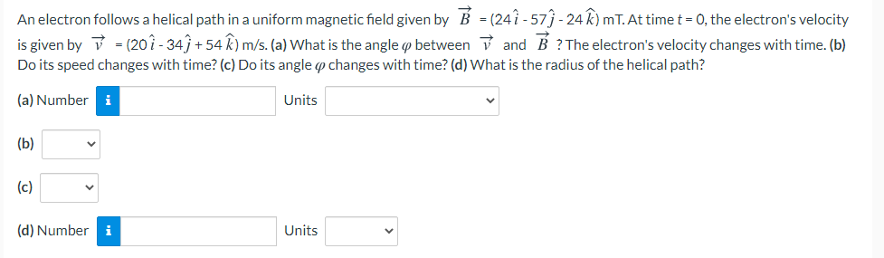 Solved An electron follows a helical path in a uniform | Chegg.com