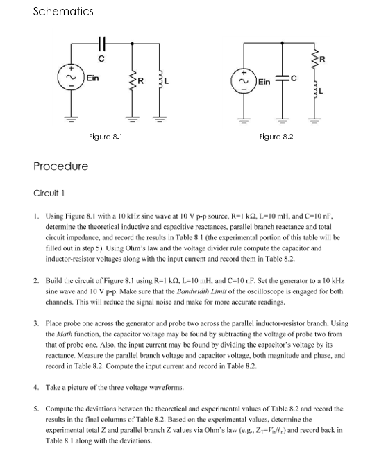 Solved Schematics Procedure Circuit 1 1. Using Figure 8.1 | Chegg.com