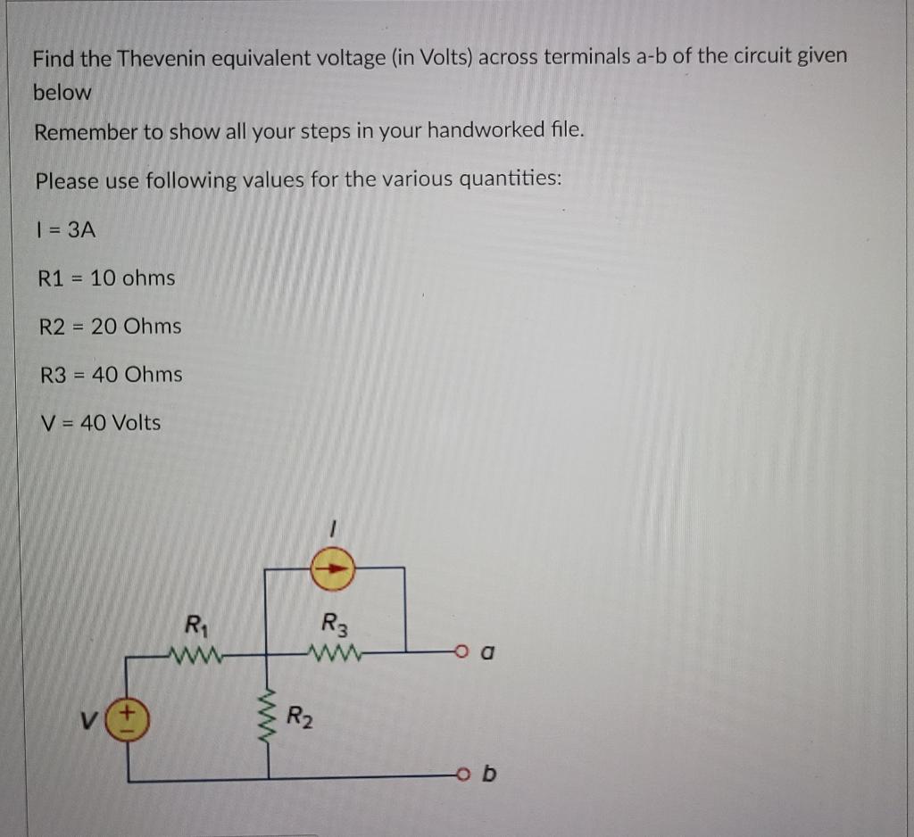 Solved Find the Thevenin equivalent voltage (in Volts) | Chegg.com