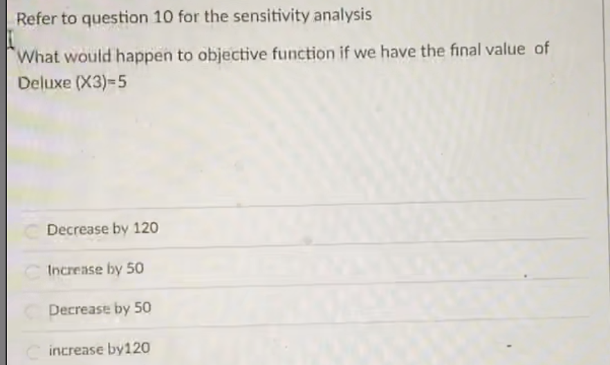Solved Following Is A Sensitivity Analysis Variable Cells 