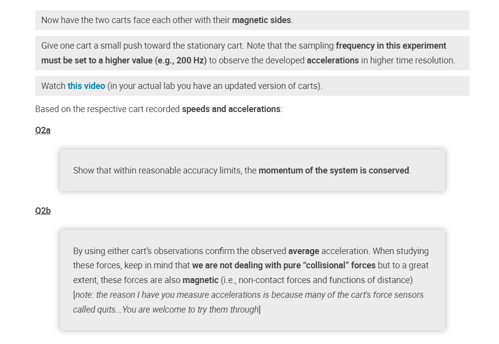 Solved Now have the two carts face each other with their | Chegg.com