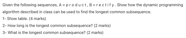 Given the following sequences, A=product,B=rect i y. | Chegg.com