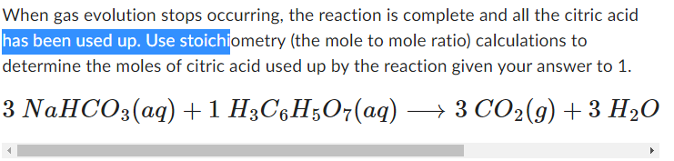 Solved When gas evolution stops occurring, the reaction is | Chegg.com