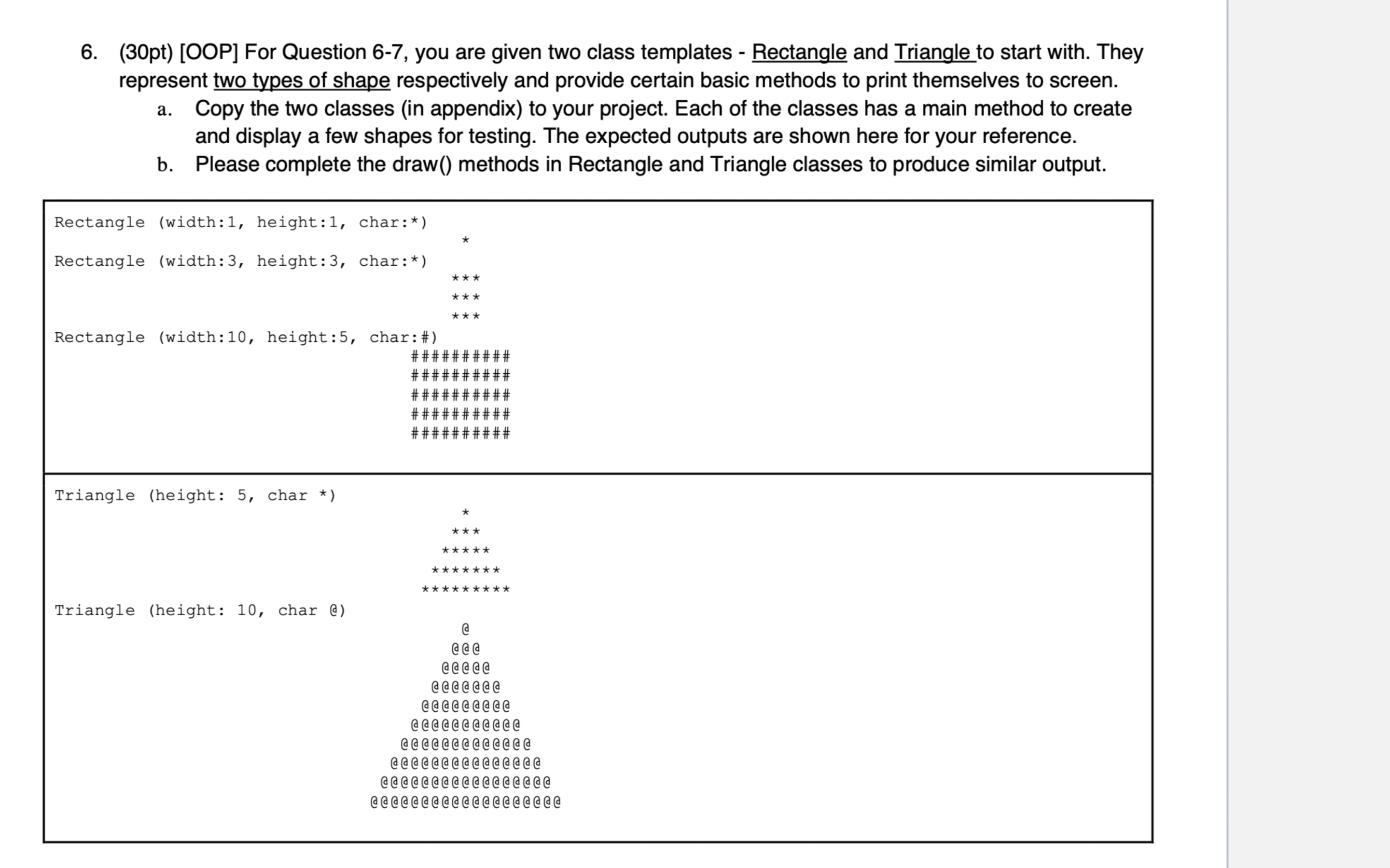 Solved (30pt) [OOP] ﻿For Question 6-7, ﻿you are given two | Chegg.com