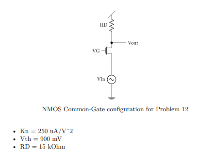 Solved An NMOS device is used in a common-gate configuration | Chegg.com