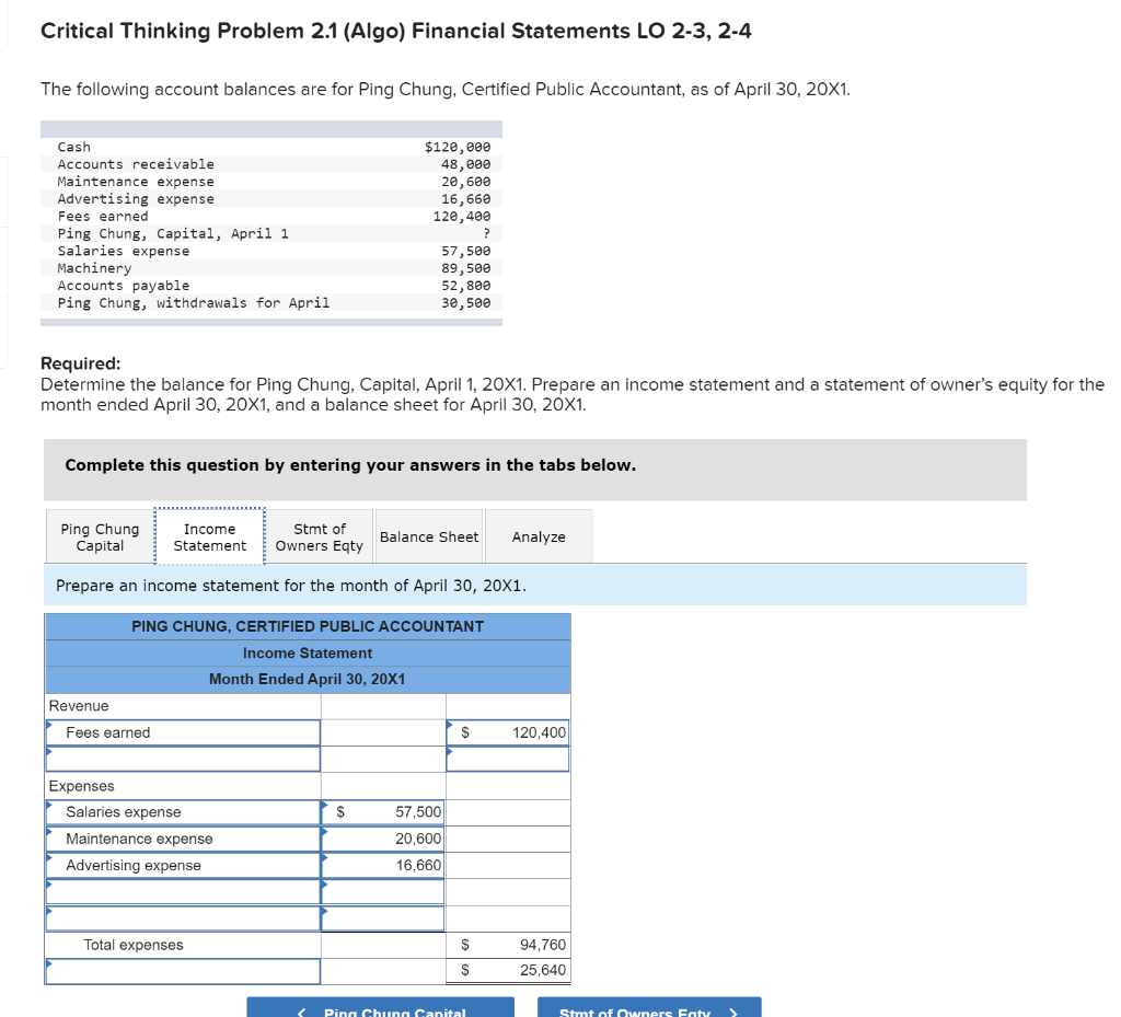 Solved Critical Thinking Problem 2.1 (Algo) Financial | Chegg.com