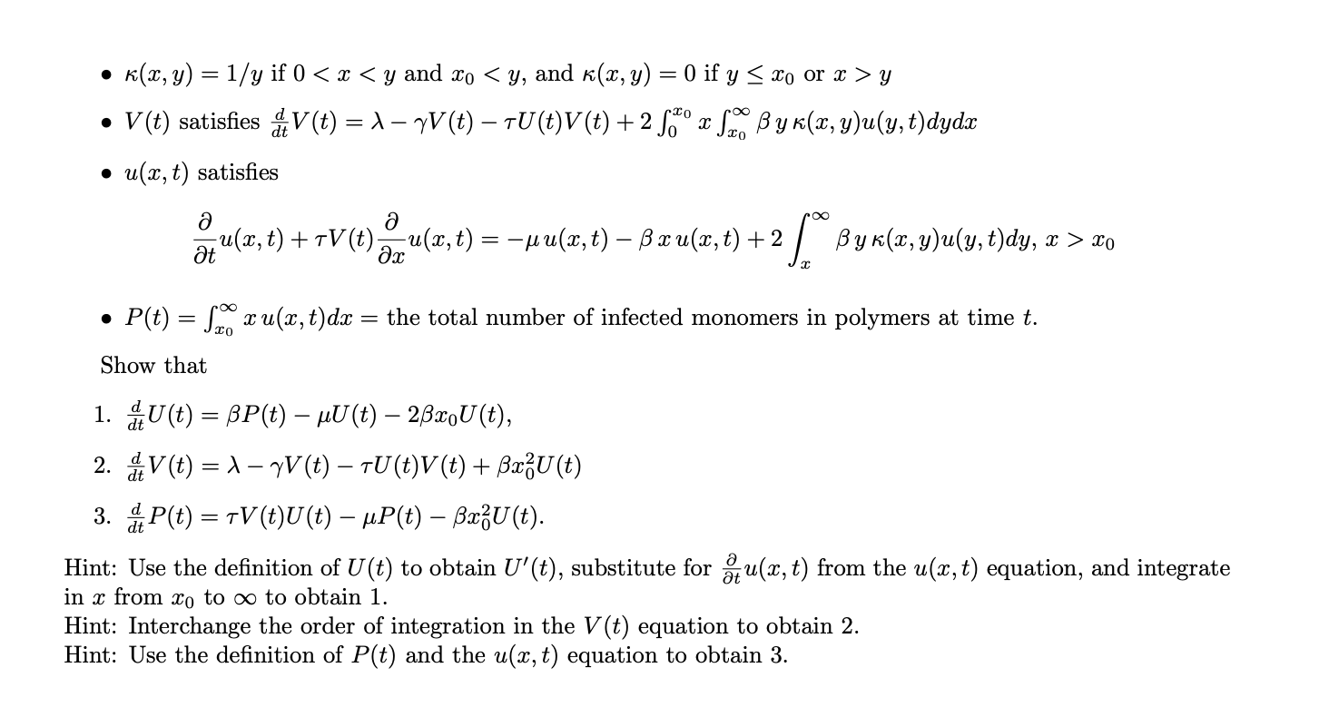 8. Consider the following prion proliferation PDE | Chegg.com