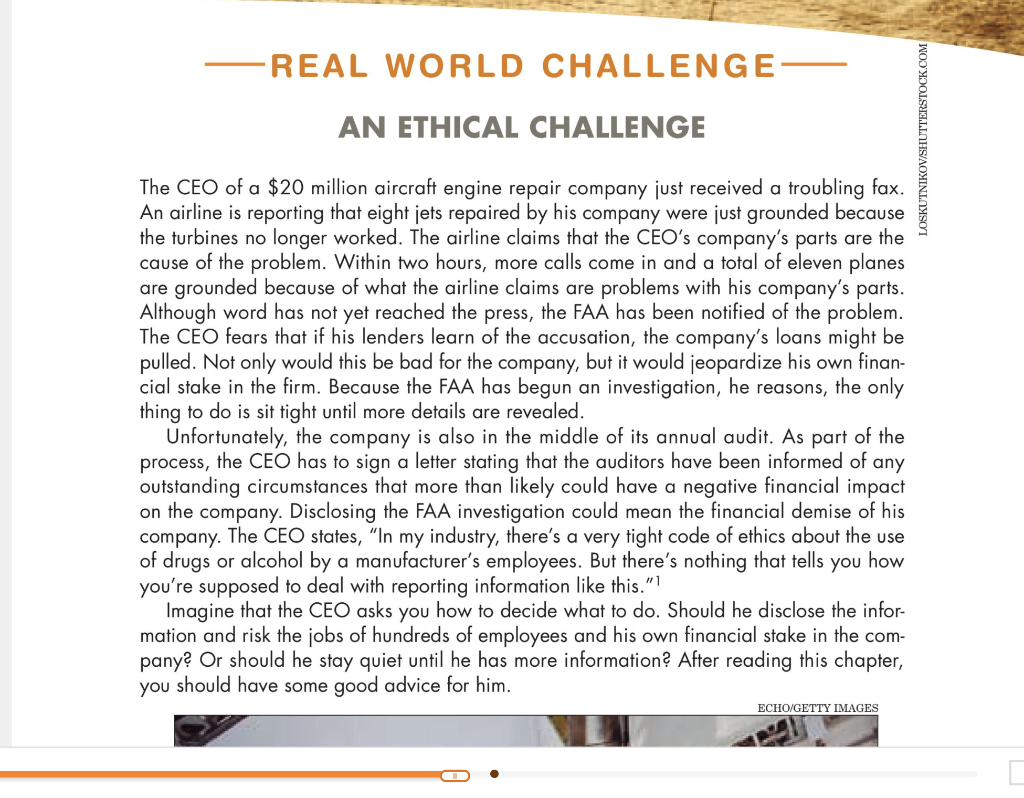 Solved REAL WORLD CHALLENGE AN ETHICAL CHALLENGE | Chegg.com