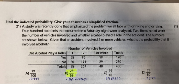 Solved Find the indicated probability. Give your answer as a | Chegg.com