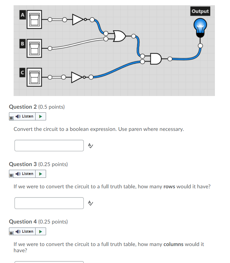 Solved Output A -o-of B B с 1-of Question 2 (0.5 points) | Chegg.com