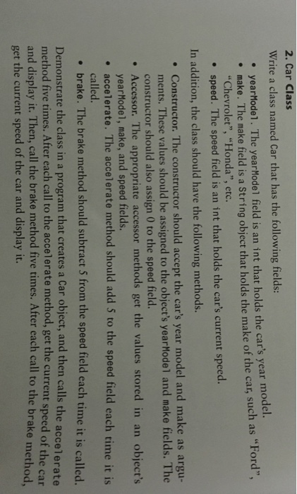 Solved 2. Car Class Write a class named Car that has the | Chegg.com