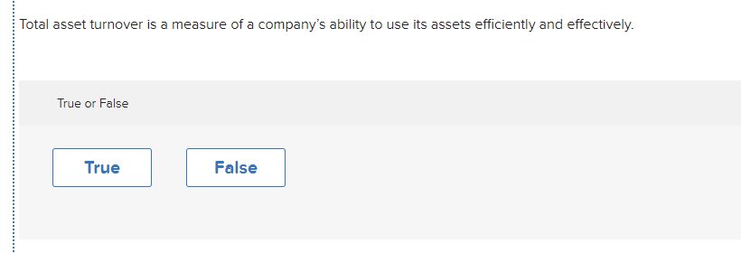 Solved Total asset turnover is a measure of a company's | Chegg.com