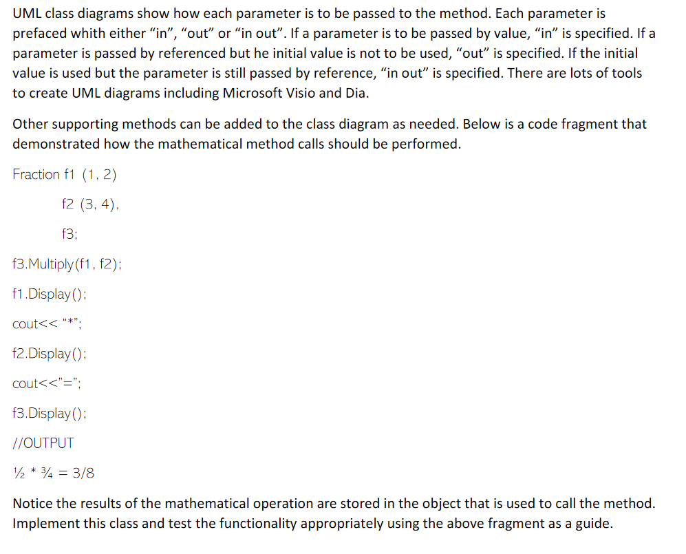 Solved UML class diagrams show how each parameter is to be | Chegg.com