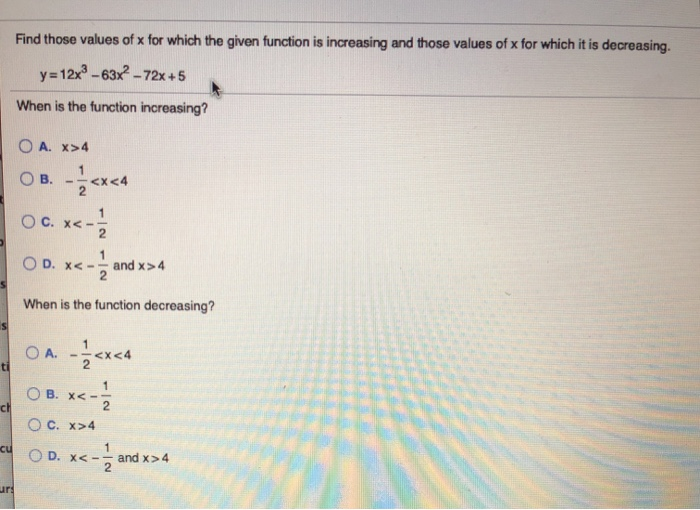 Solved Find those values of x for which the given function | Chegg.com