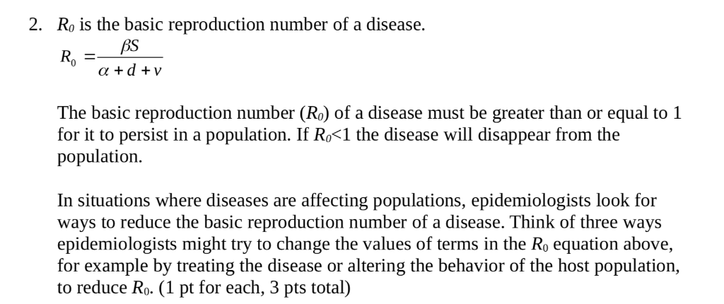 Solved 2. Ro is the basic reproduction number of a disease. | Chegg.com