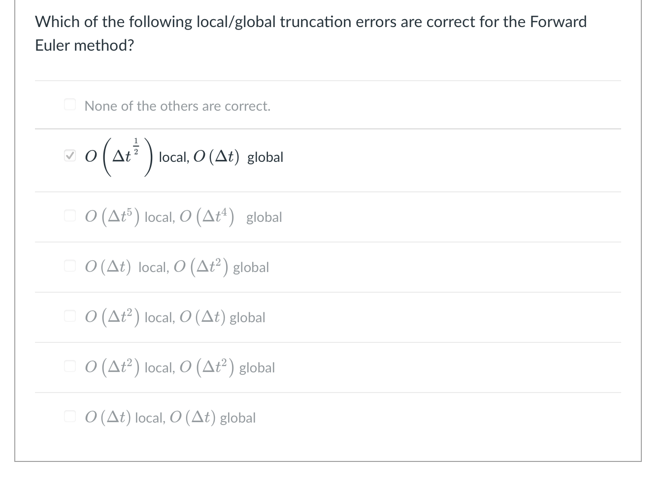 Solved Which of the following local/global truncation errors | Chegg.com