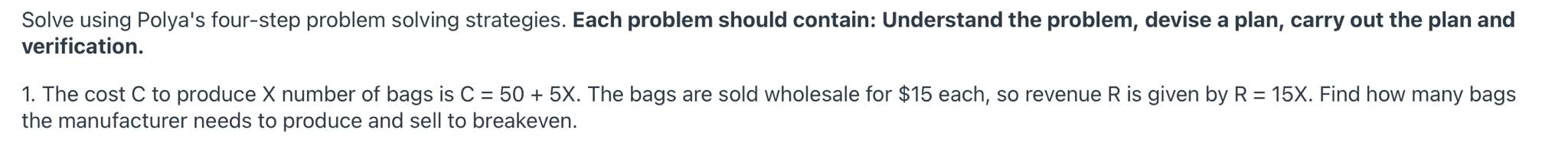 Solved Solve using Polya's four-step problem solving | Chegg.com