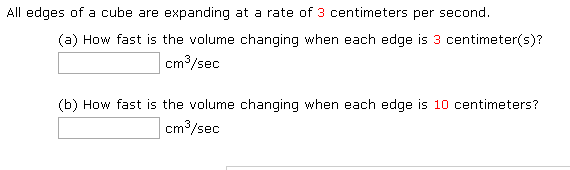 Solved All edges of a cube are expanding at a rate of 3 | Chegg.com