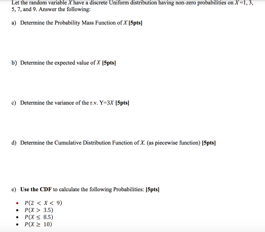 Solved Let the random variable X have a discrete Uniform | Chegg.com
