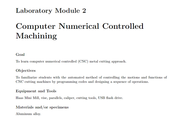 Solved Laboratory Module 2 Computer Numerical Controlled | Chegg.com