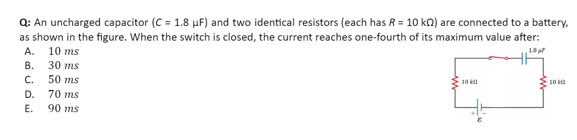 Solved Q: An uncharged capacitor (C=1.8μF) and two identical | Chegg.com