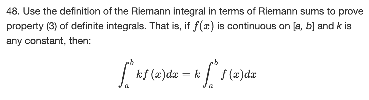 Solved Use the definition of the Riemann integral in terms | Chegg.com