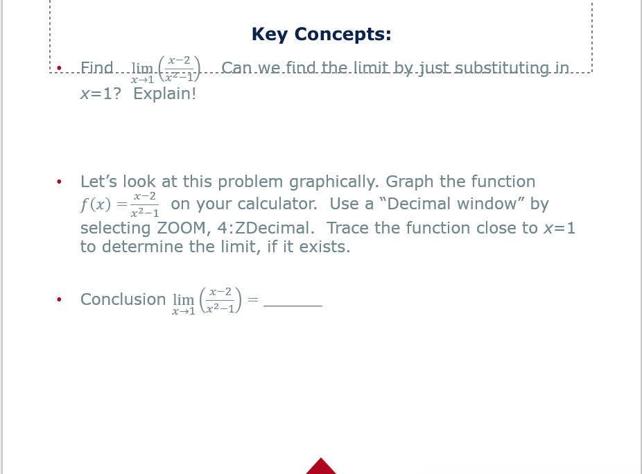 Key Concepts: x=1 ? Explain! - Let's look at this | Chegg.com