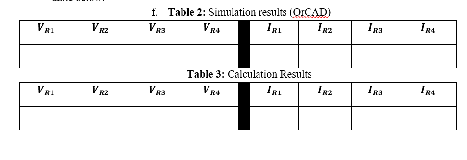 Solved Using Orcad Build the circuit and complete the tables | Chegg.com