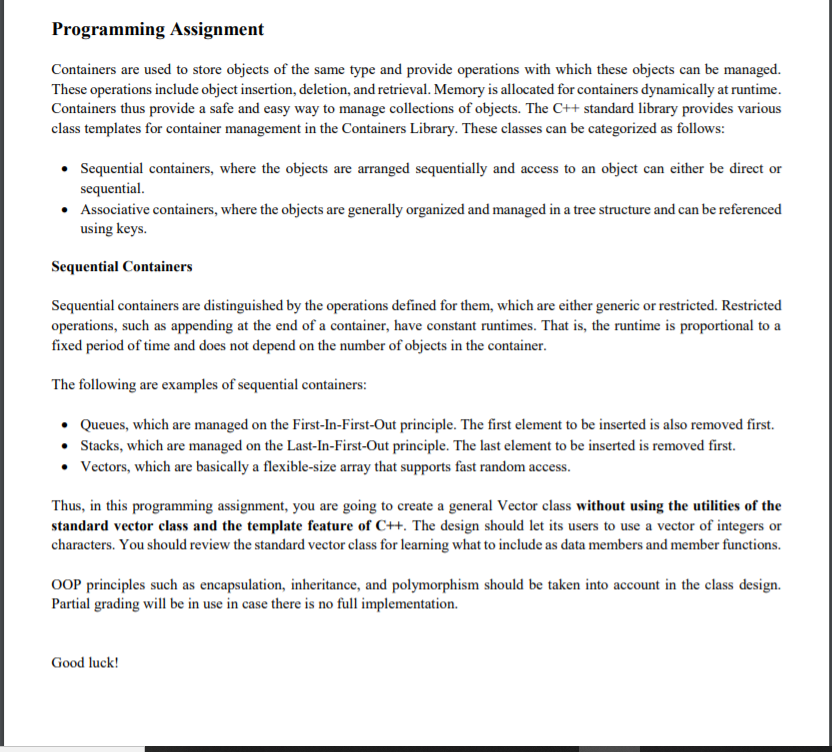 Solved Programming Assignment Containers Are Used To Store 