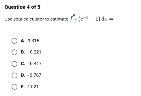 Question 4 of 5Use your calculator to ﻿estimate | Chegg.com
