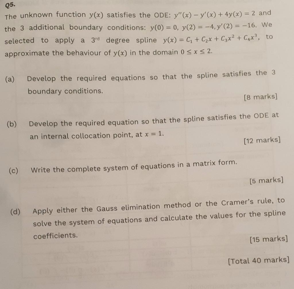 Solved Q5 The unknown function y(x) satisfies the ODE: | Chegg.com