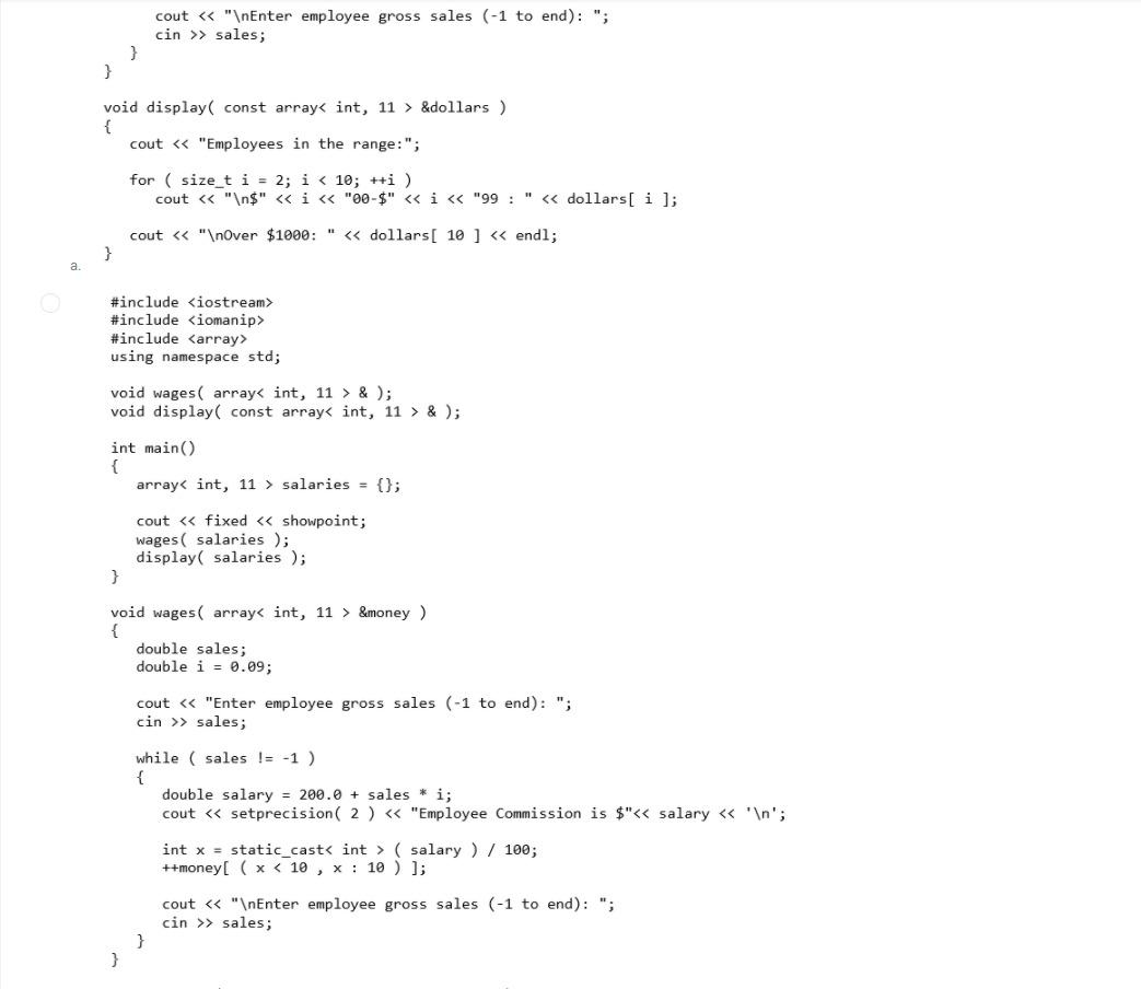 Solved Use a one-dimensional array to solve the following | Chegg.com