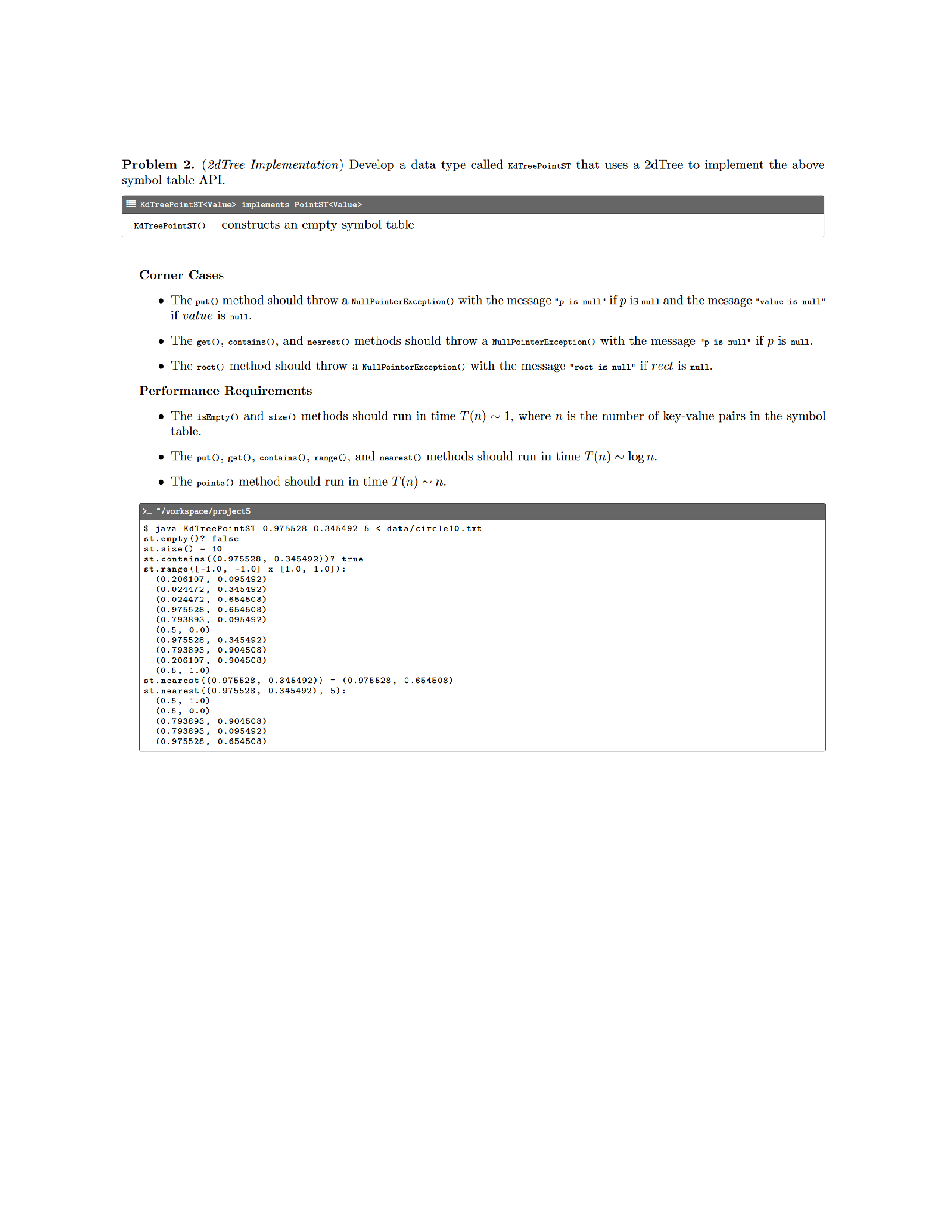 Solved Problem 2. (2dTree Implementation) Develop a data | Chegg.com