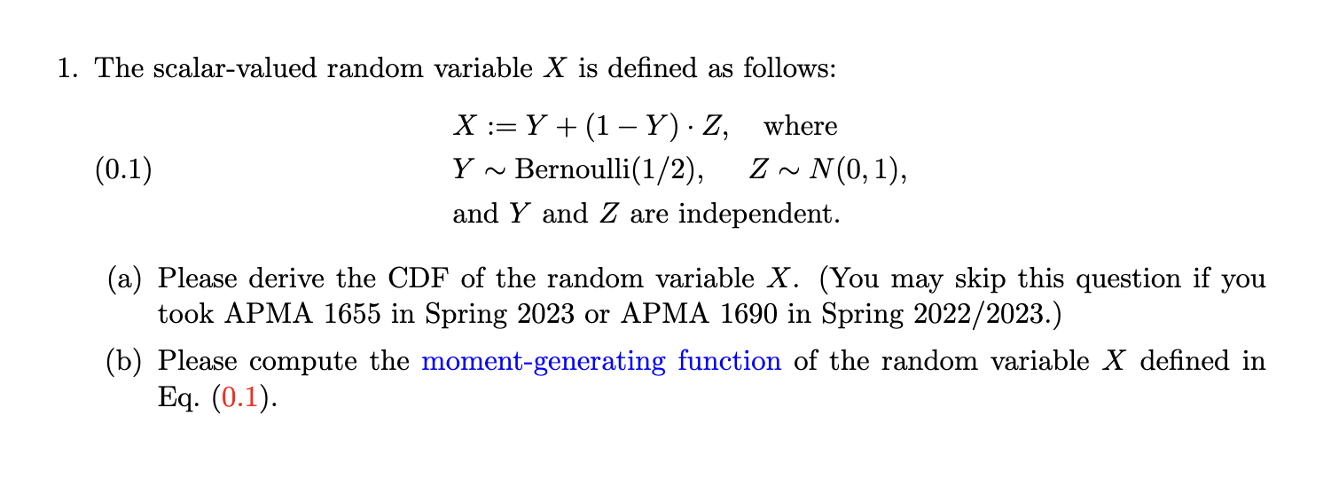 The scalar-valued random variable x ﻿is defined as | Chegg.com