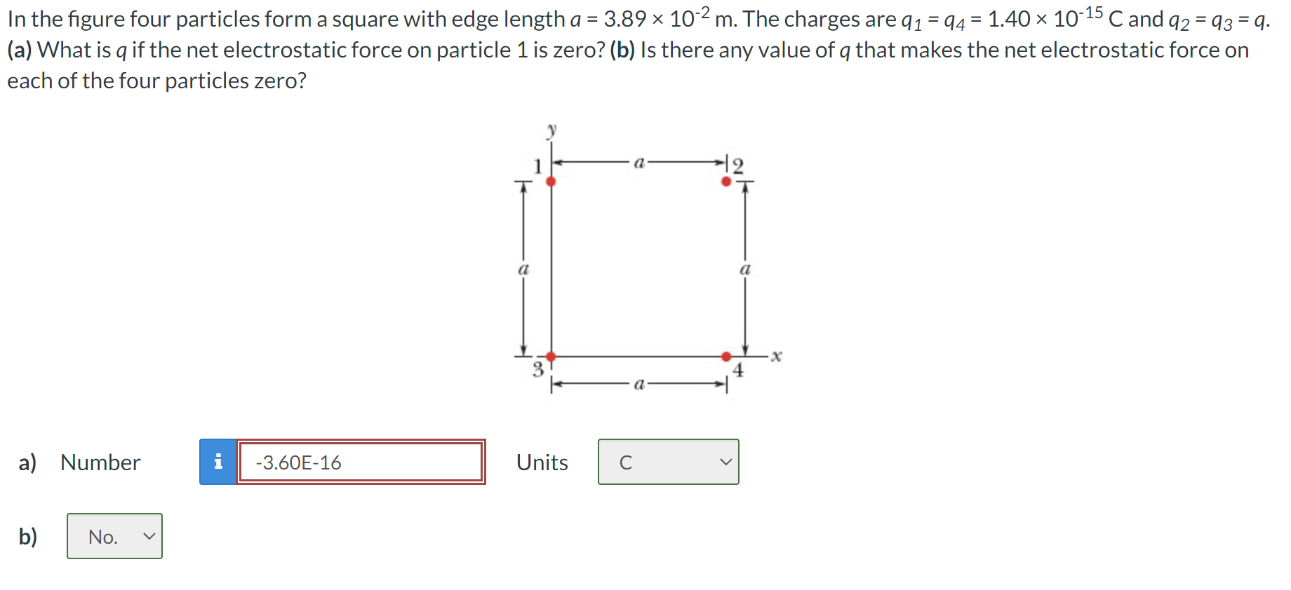 Solved In the figure four particles form a square with edge | Chegg.com