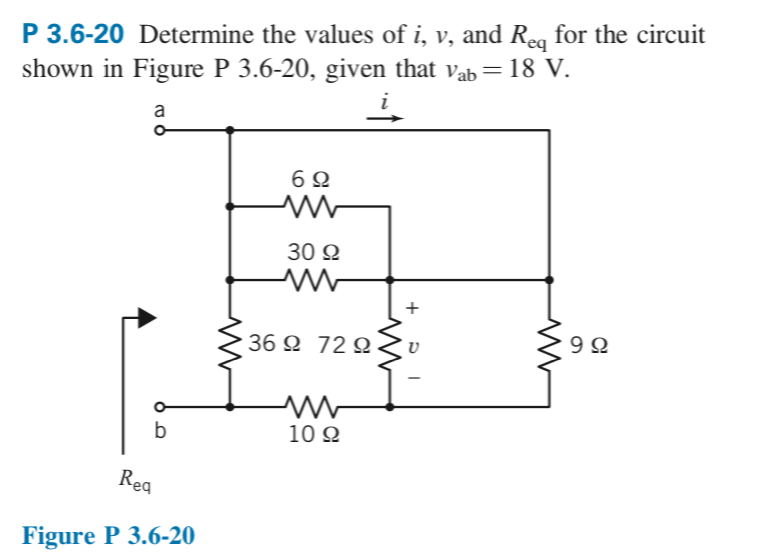 Solved P 3.6-20 Determine the values of i, v, and Req for | Chegg.com