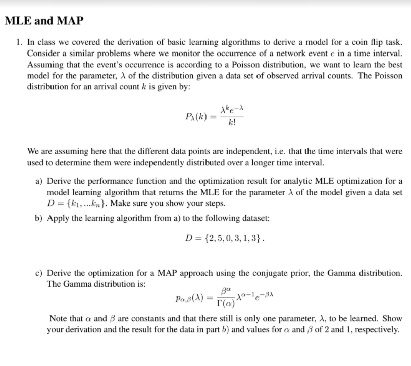 MLE and MAP 1. In class we covered the derivation of | Chegg.com