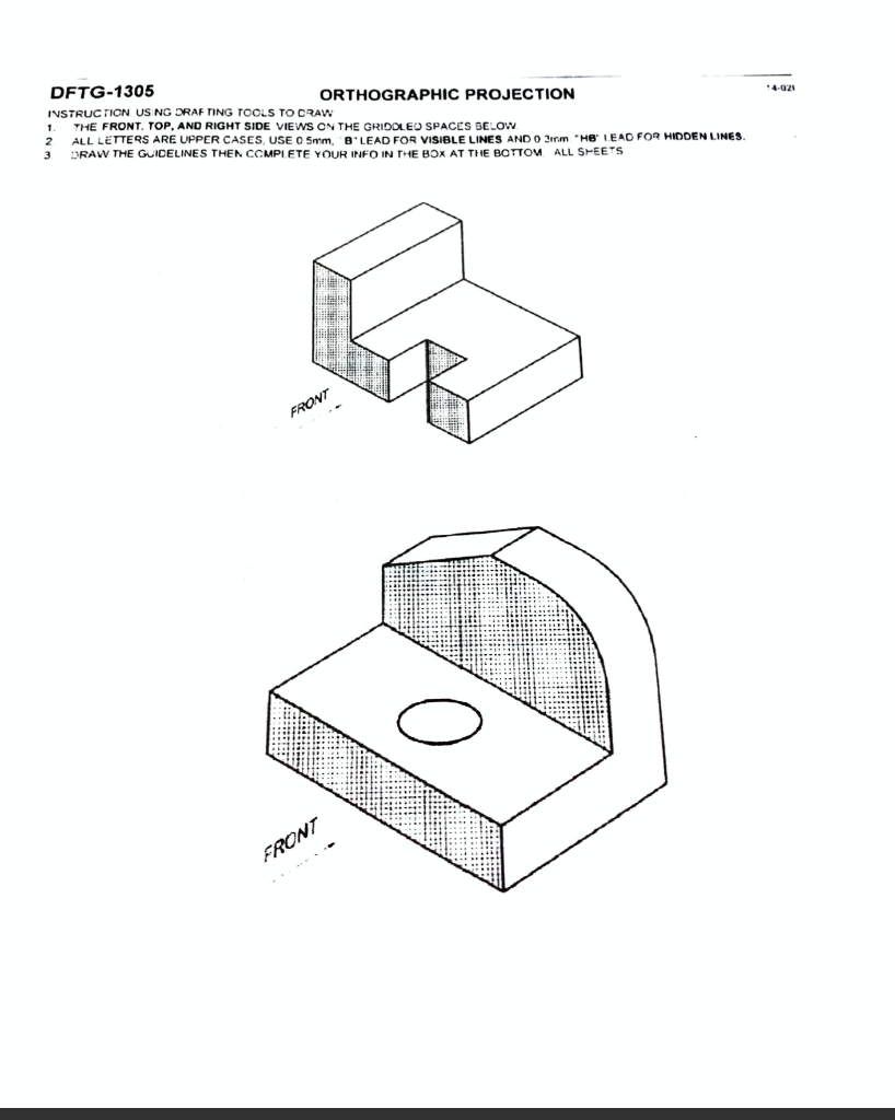 Solved Create orthographic projections (front, top, right | Chegg.com